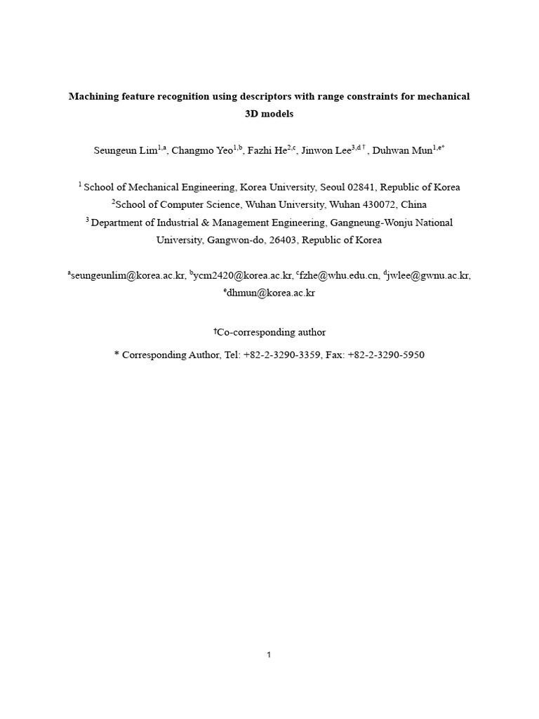 Machining Feature Recognition Using Descriptors With Range Constraints For Mechanical 3D Models ...
