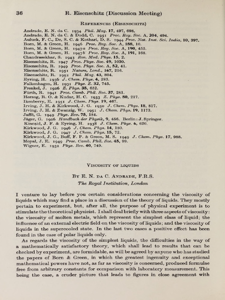 Andrade Mott 1997 Viscosity of Liquids | PDF | Melting Point | Viscosity