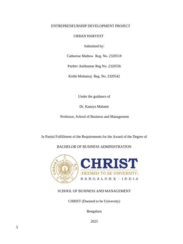 Entrepreneurship Development Project | PDF | Agriculture | Urban Agriculture