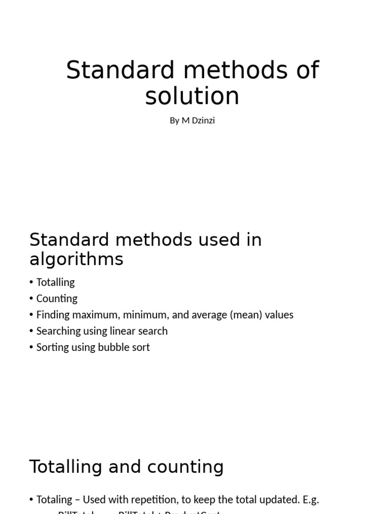 Standard Methods of Solution | PDF | Computing | Applied Mathematics