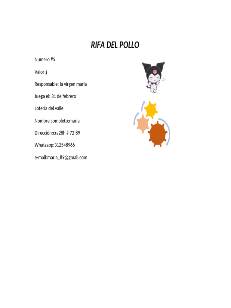 Rifa del Pollo Lotería Valle | PDF
