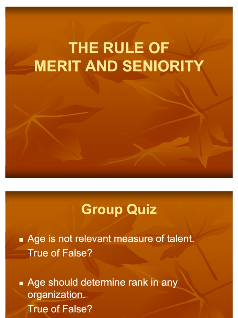3the Rule of Merit & Seniority | PDF