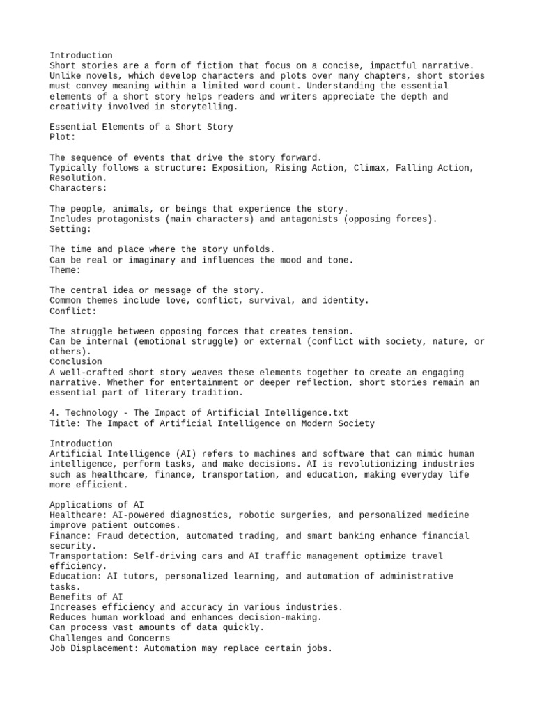 Essential Elements of Short Stories | PDF | Artificial Intelligence ...