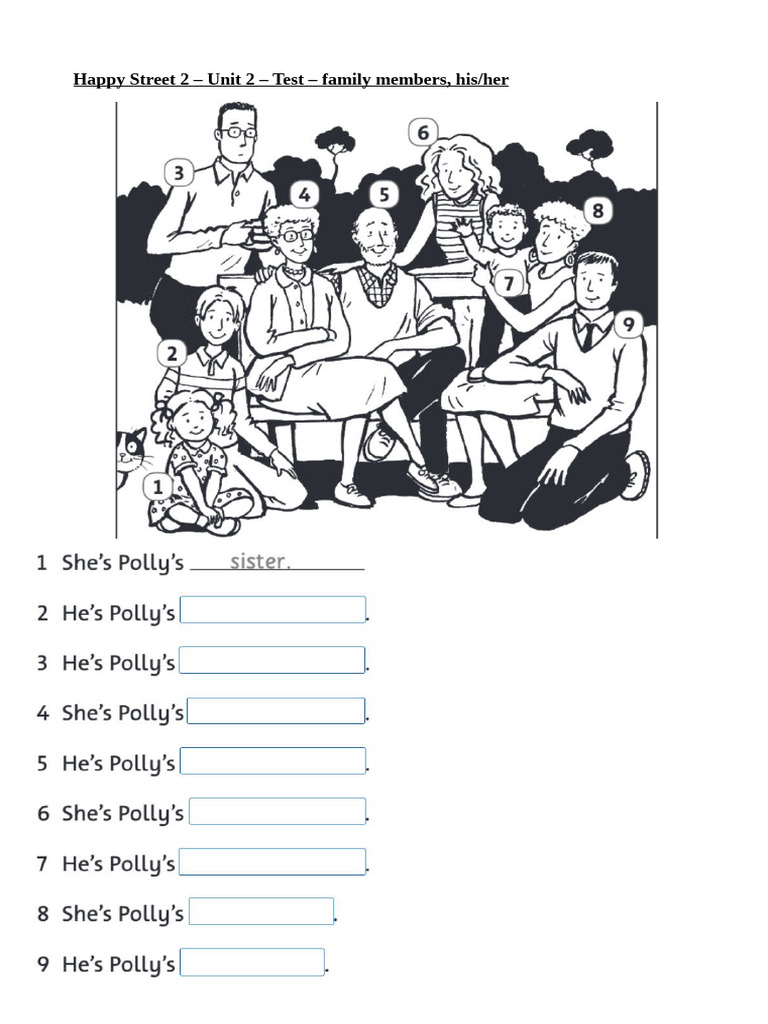 Happy Street 2 Unit 2-Test Family Members His Her | PDF