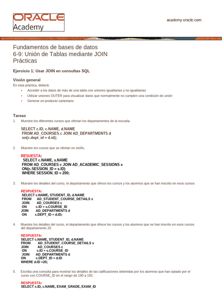 TAREA Semana 3 de Oracle | PDF | SQL | Software de gestión de datos