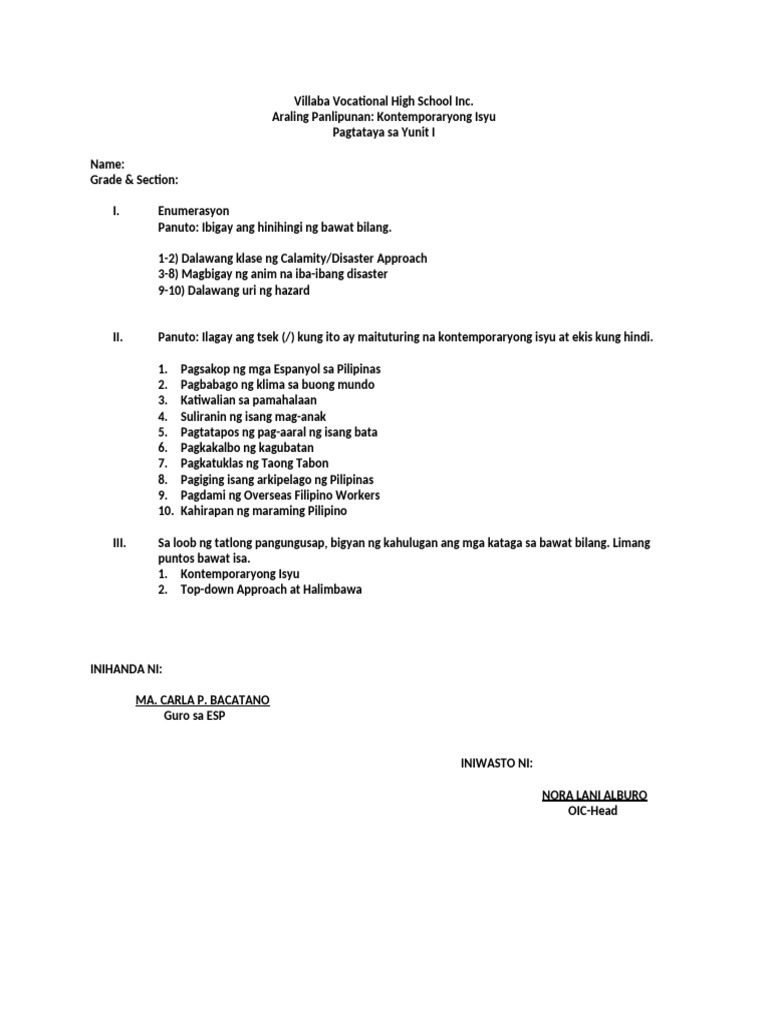 Ap 10 Yunit 1 Q1 | PDF