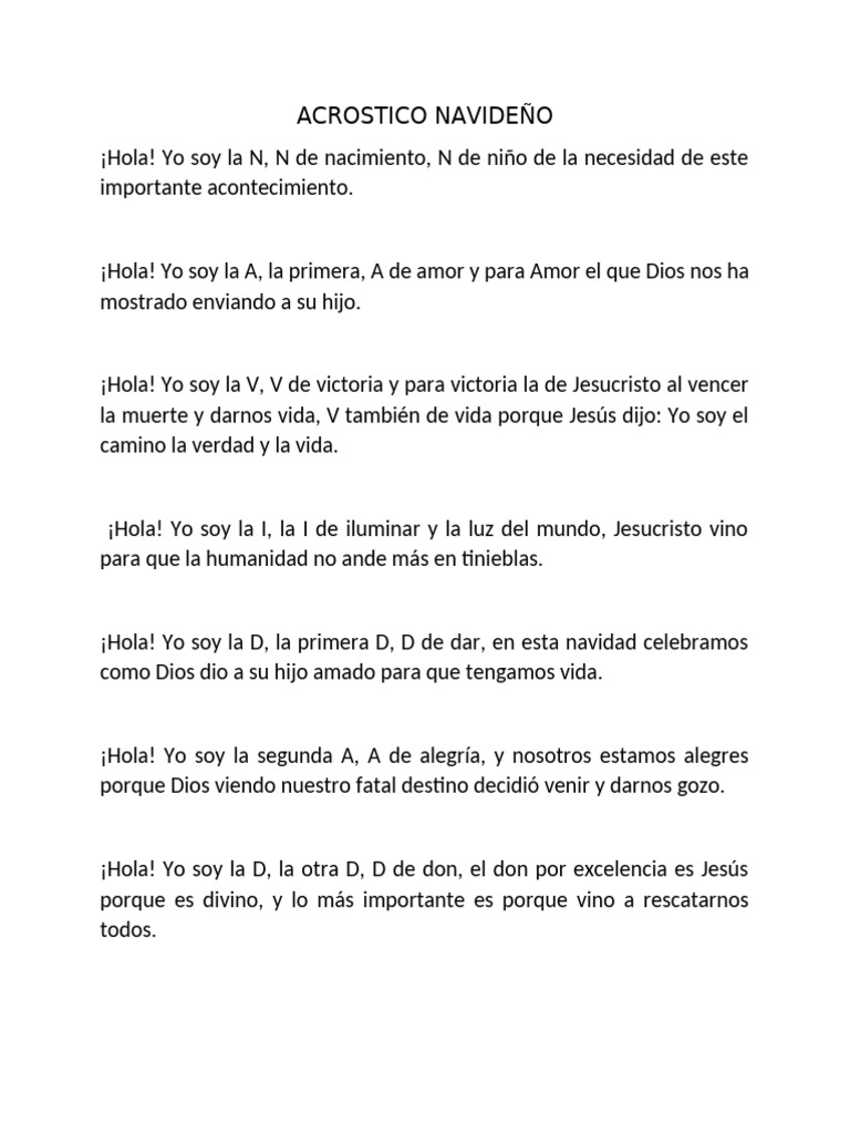 Acrostico Navideño | PDF | Navidad | Jesús