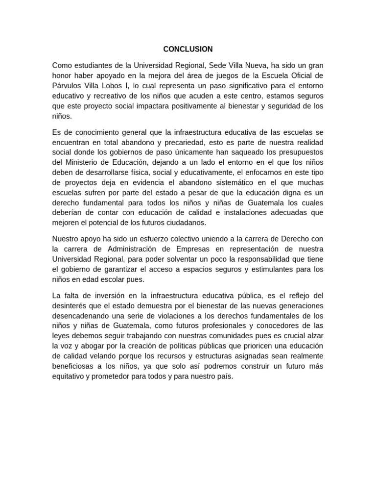 Conclusion Proyecto Social | PDF