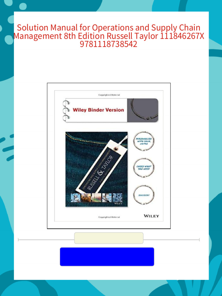 Solution Manual For Operations and Supply Chain Management 8th Edition ...