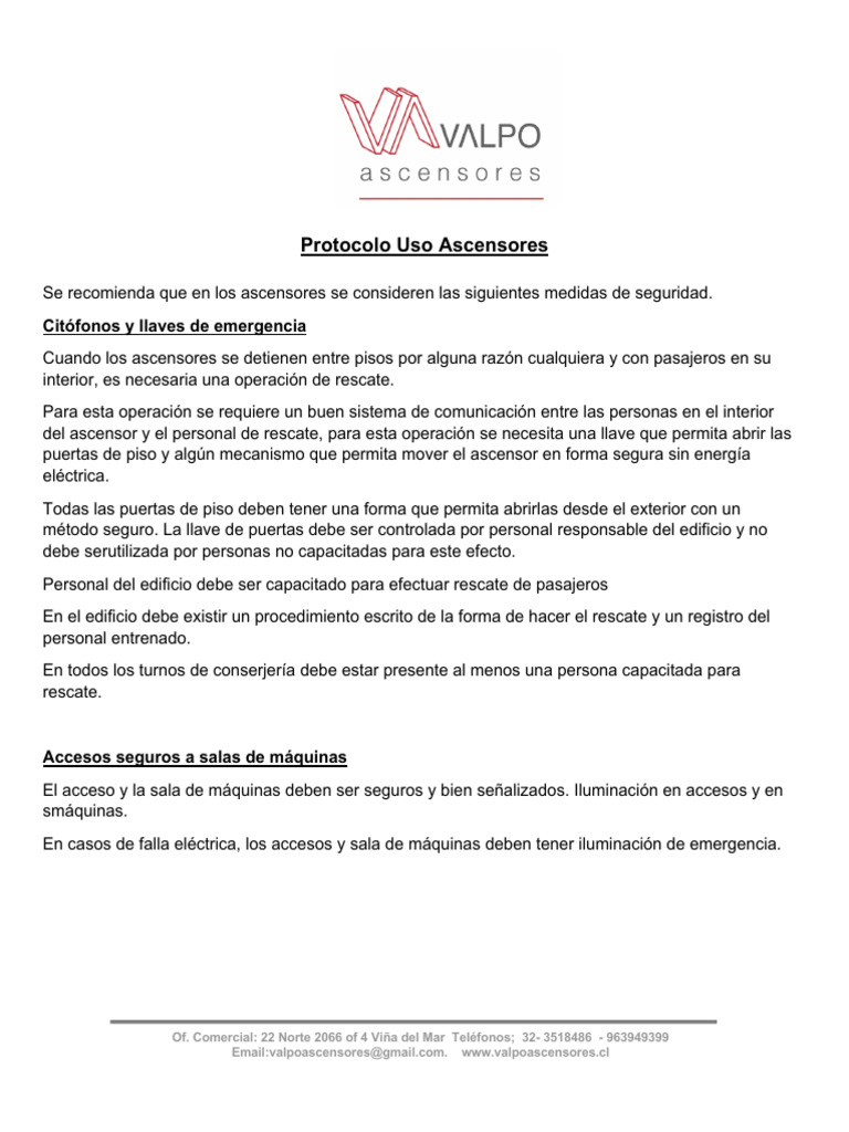 Protocolo Rescate Pasajeros | PDF | Ascensor