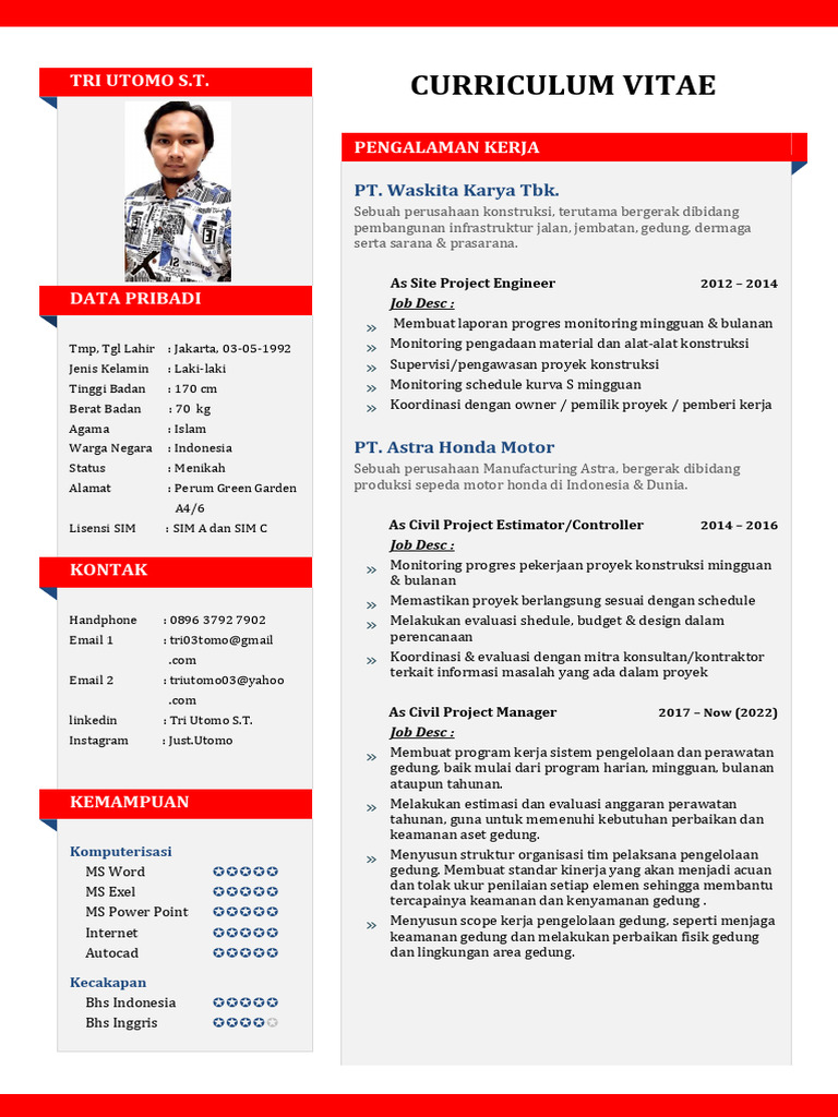 Profil Tri Utomo, Ahli Konstruksi | PDF