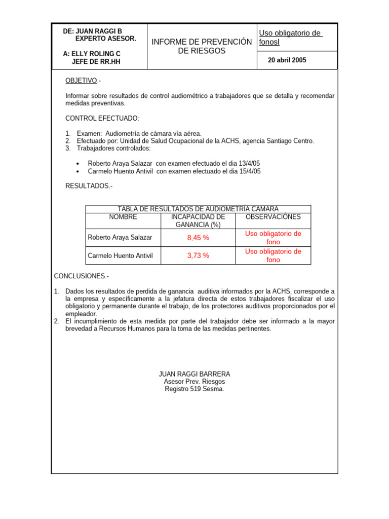 Uso Obligatorio de Fonos | PDF