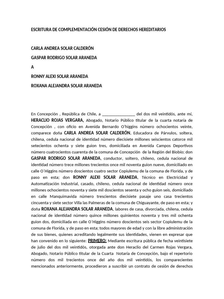 Minuta Escritura de Complementacion | PDF | Derecho Civil (Common Law)