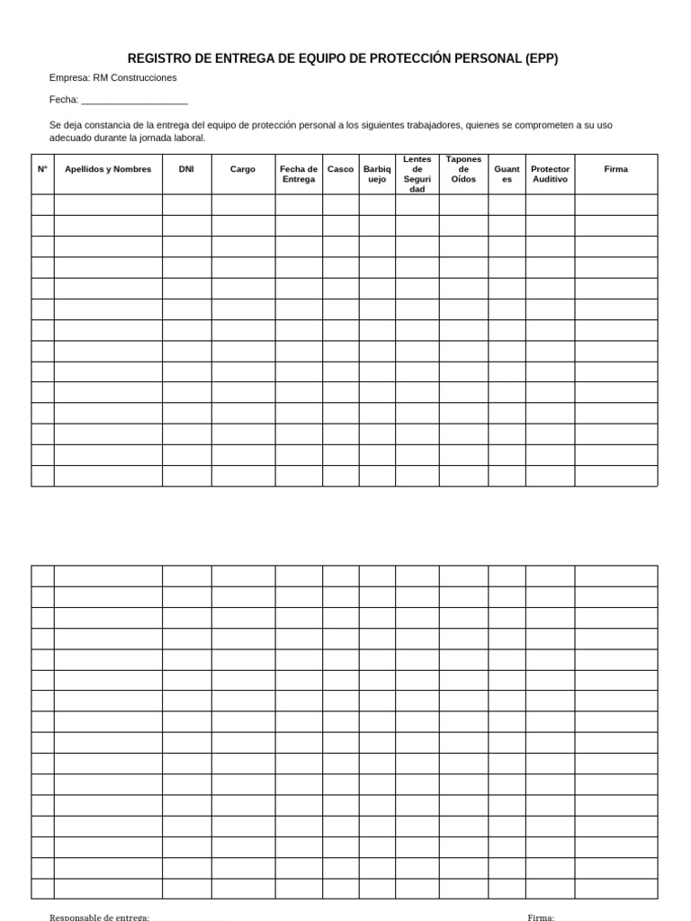 Registro_Entrega_EPP | PDF