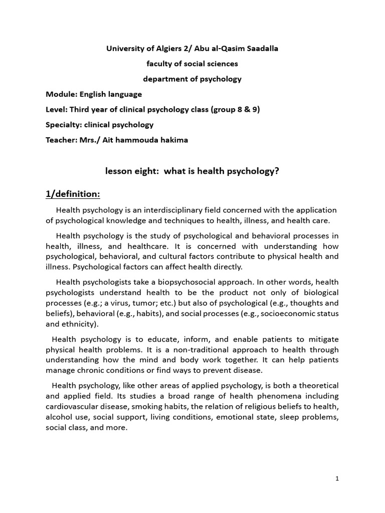 Understanding Health Psychology | PDF | Health Psychology | Psychology