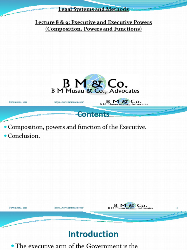 Lecture 10 Executive and Executive Powers (Composition, Powers and ...