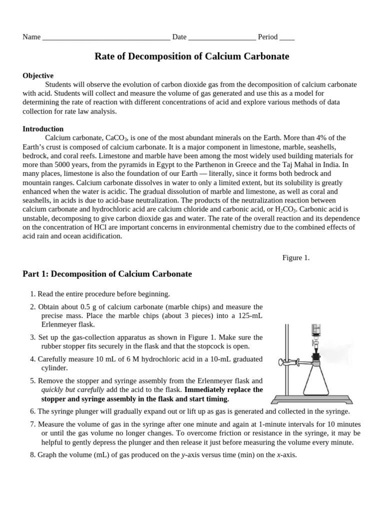 Rate of Calcium Carbonate Decomposition | PDF | Hydrochloric Acid | Acid