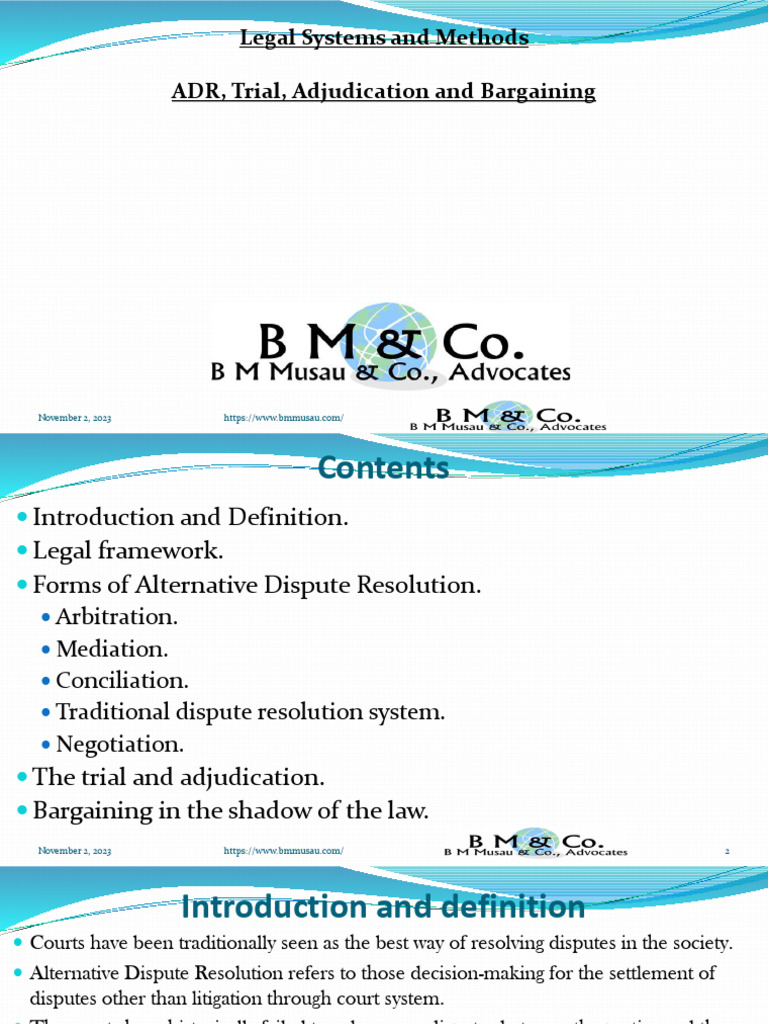 Lecture 15 ADR, Trial, Adjudication and Bargaining | PDF | Alternative Dispute Resolution ...
