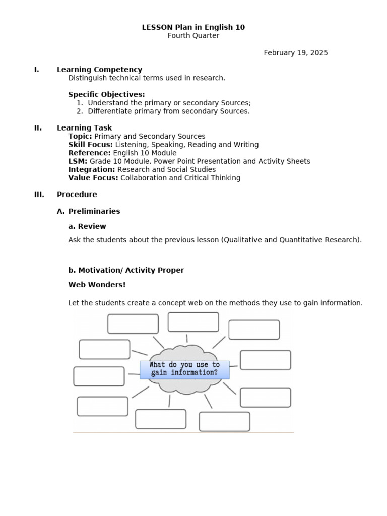 LESSON-Plan (P and S Sources) | PDF | Lesson Plan | Learning