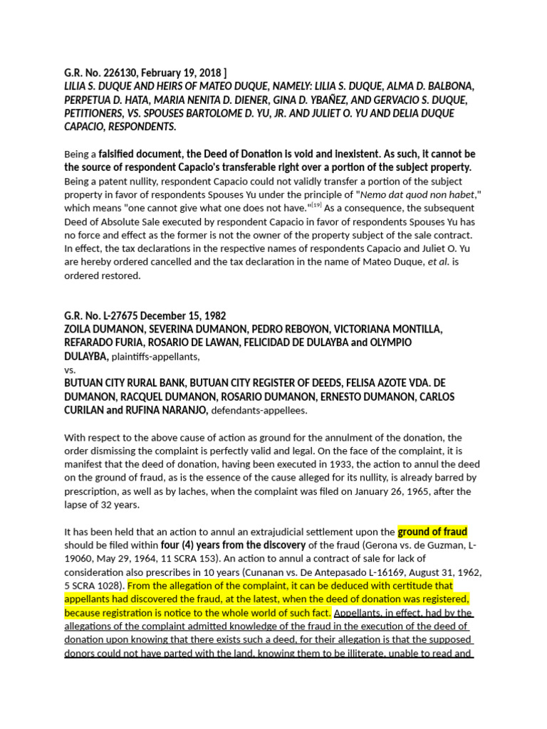 Notes on Donation | PDF | Annulment | Private Law