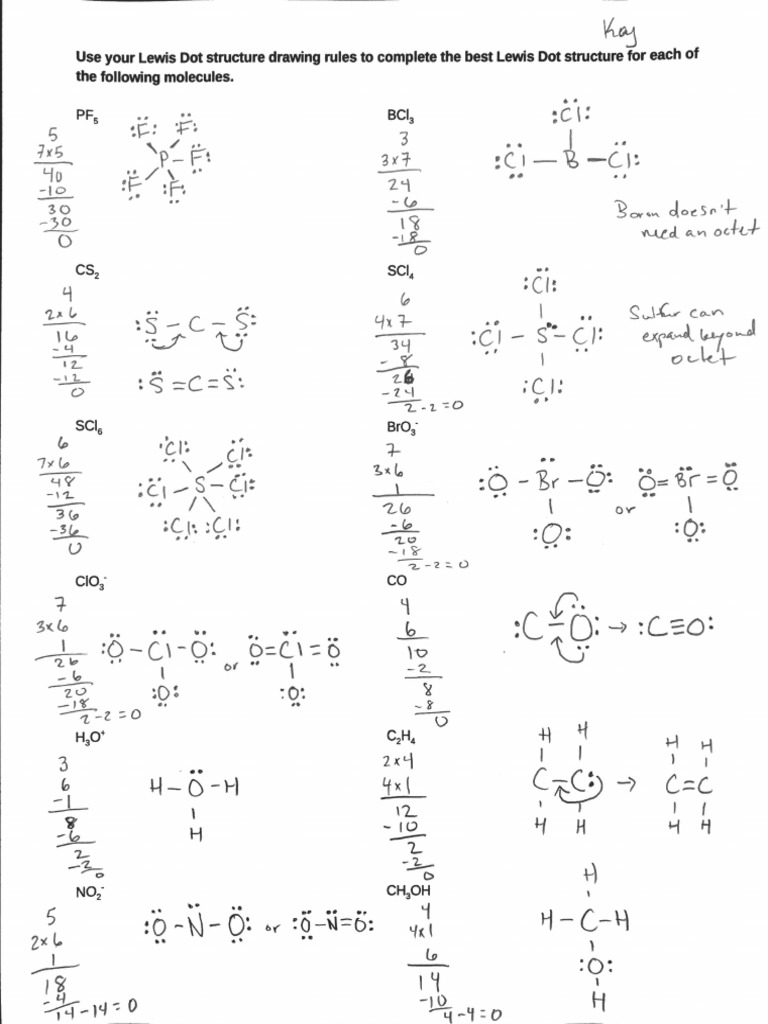 Drawing Lewis Diagrams Key | PDF