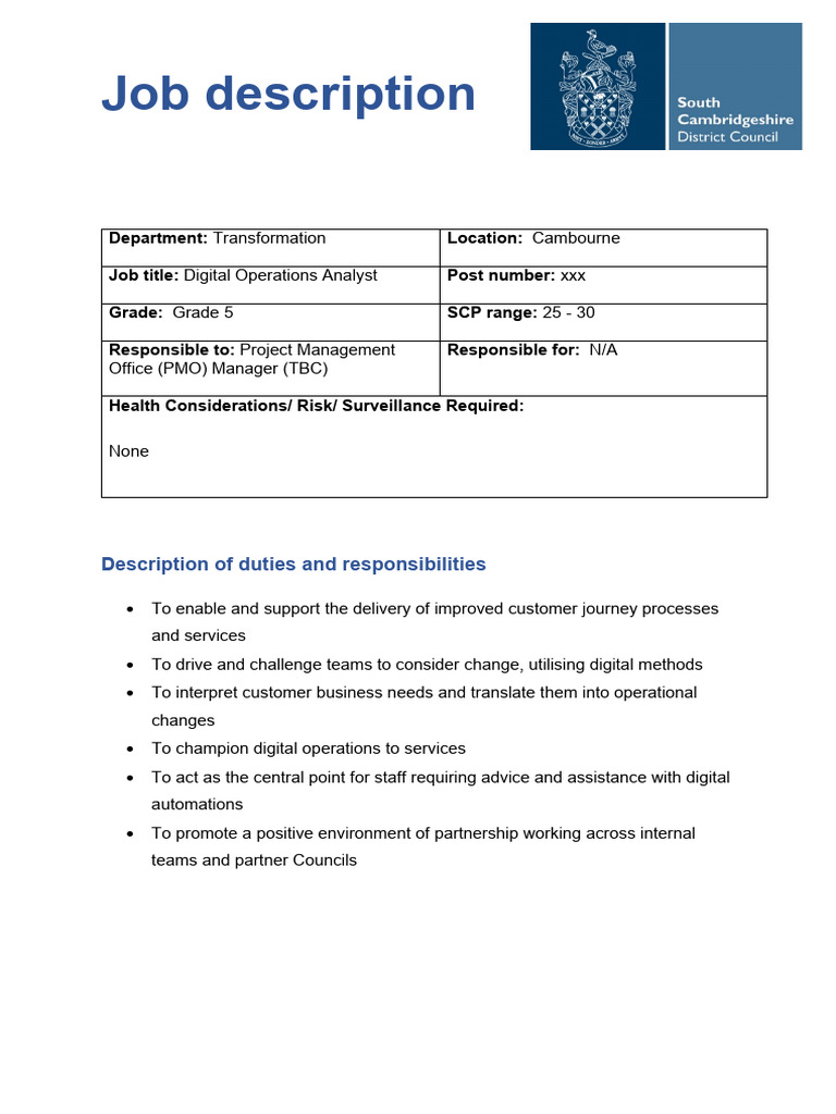 Digital Operations Analyst Job Overview | PDF | Occupational Safety And ...