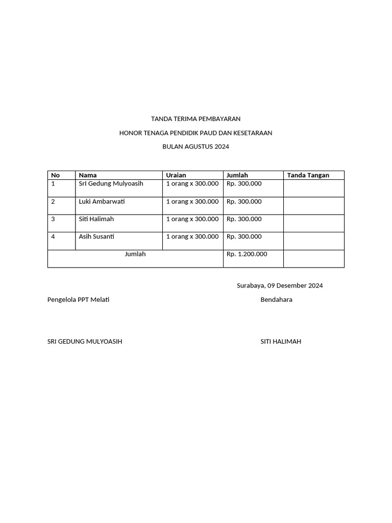 Tanda Terima Pembayaran | PDF