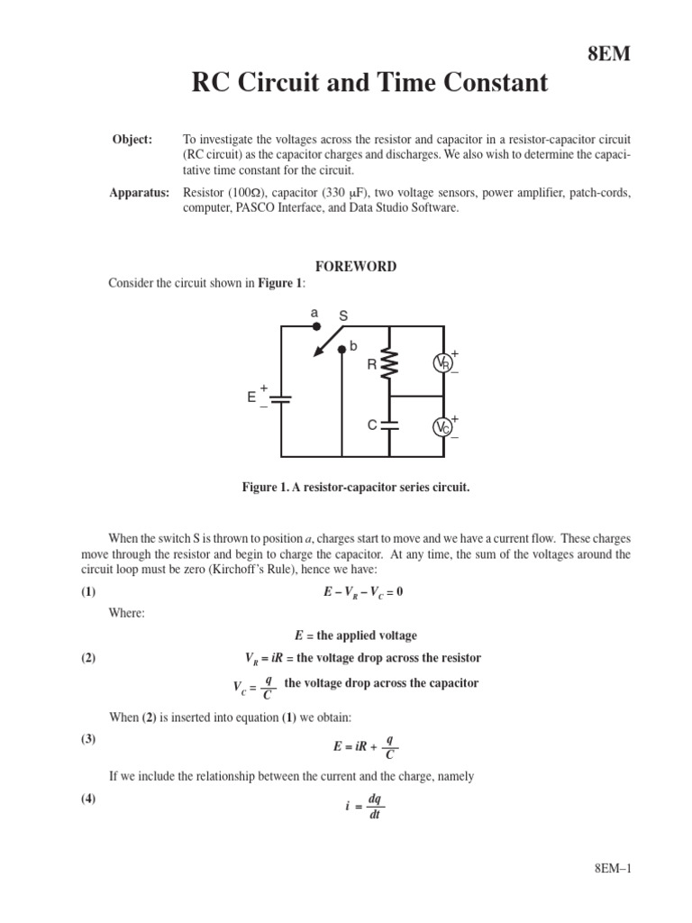 Rc Circuit and Time Constant Lab 8em | PDF | Capacitor | Electrical Engineering