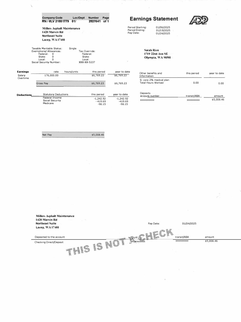 Detailed Earnings Statement for 2025 | PDF | Social Security (United ...
