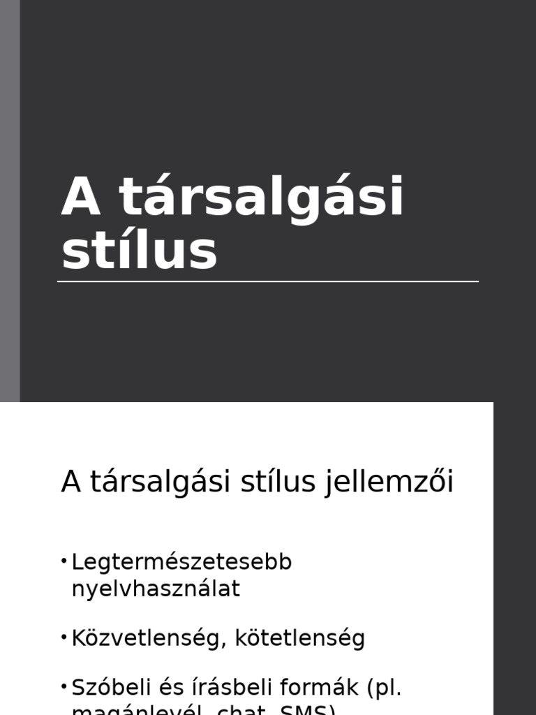 A Társalgási Stílus | PDF