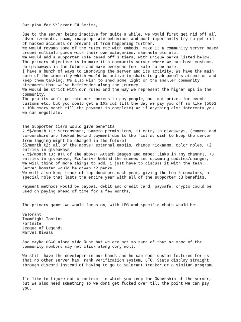 Eu scrims plan | PDF