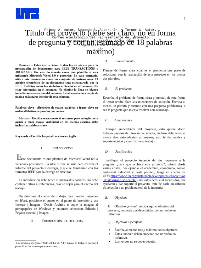 Formato - INFORME IEEE - BASE | PDF | Microsoft Word