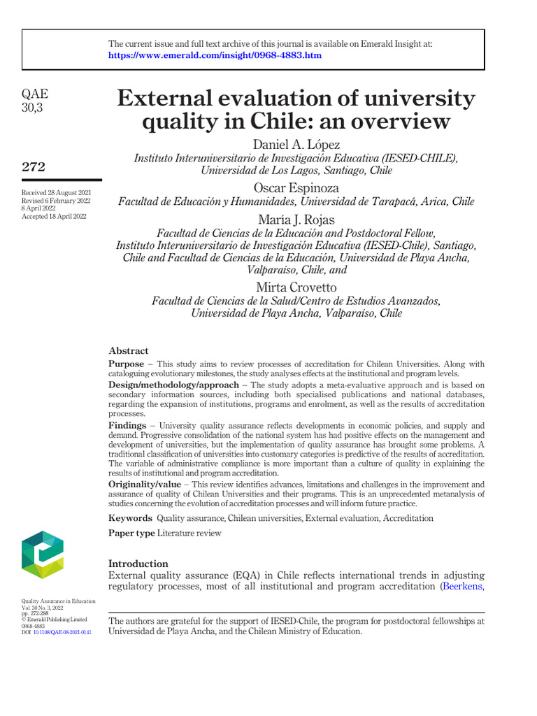 7. EMERALD 1 | PDF | Evaluation | Quality Assurance
