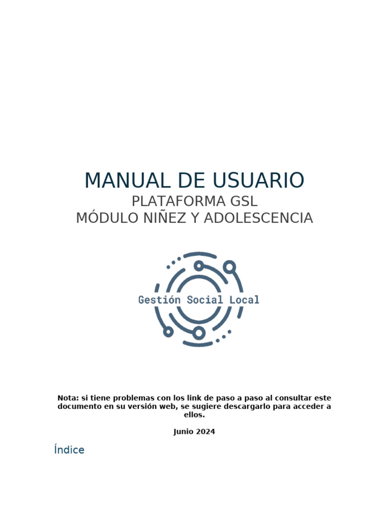 Manual de Usuario Plataforma GSL Niñez | PDF | Diseño | Información
