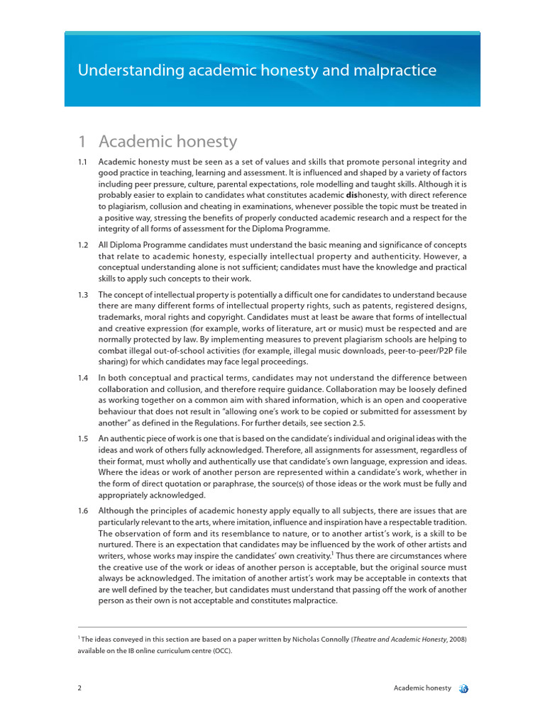 Academic Honesty Defined | PDF | Academic Dishonesty | Plagiarism