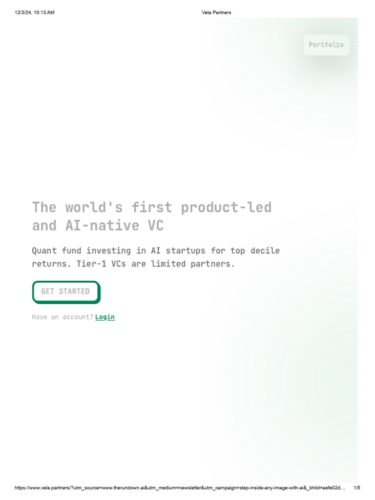 Vela Partners - AI Native Venture Capital Invests in AI Capital | PDF ...