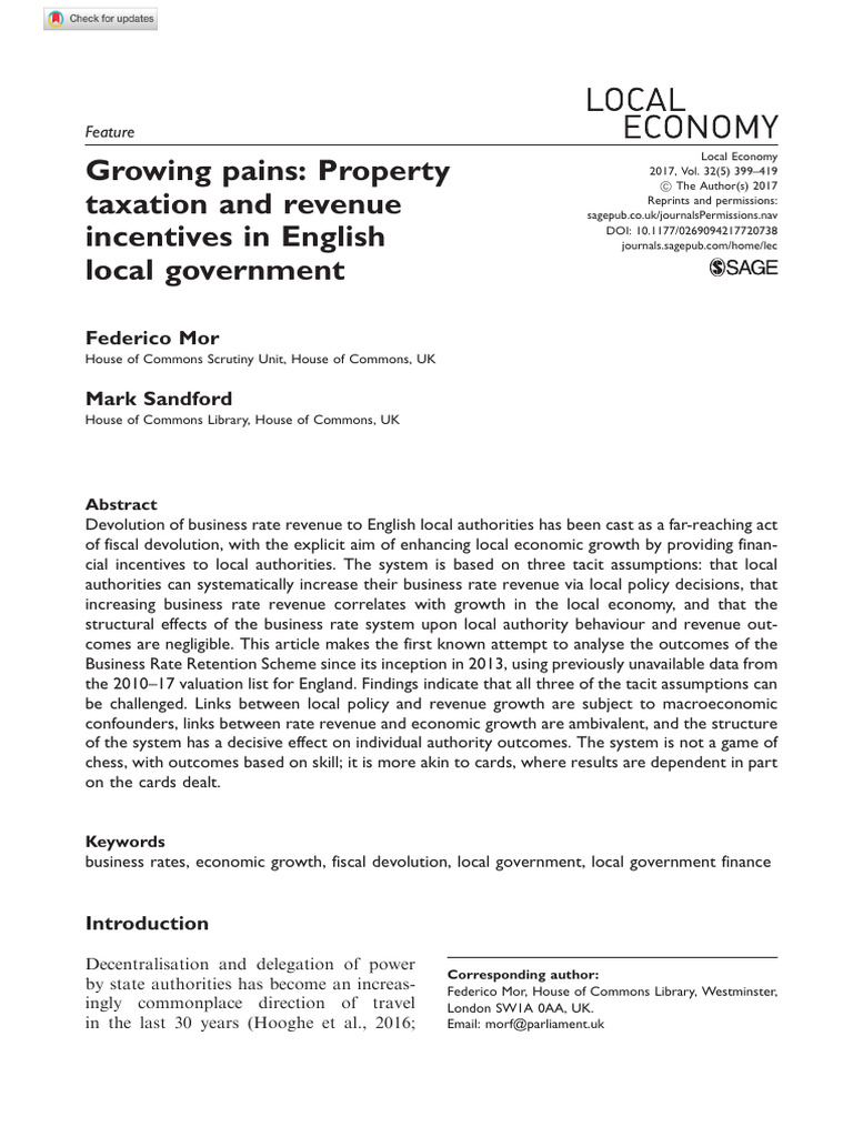 Business Rate Retention in English Local Government | PDF | Economies