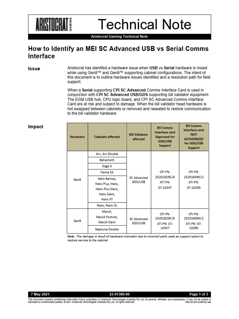 How To Identify An MEI SC Advanced USB Vs Serial Comms Interface | PDF ...