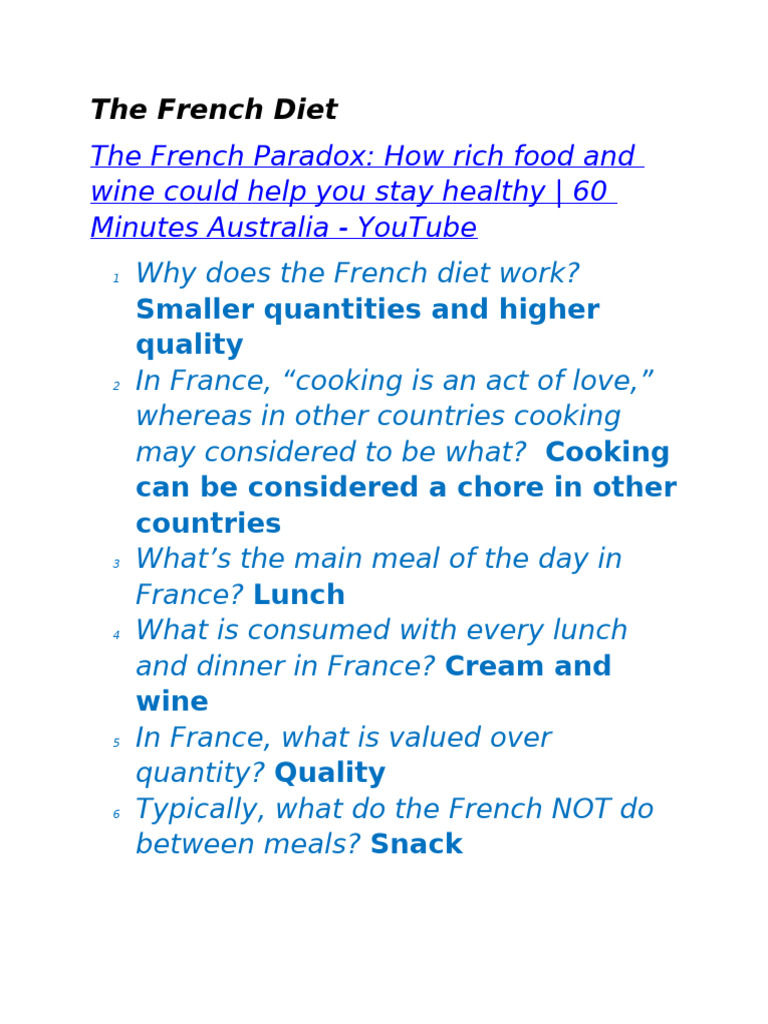 The French Diet | PDF
