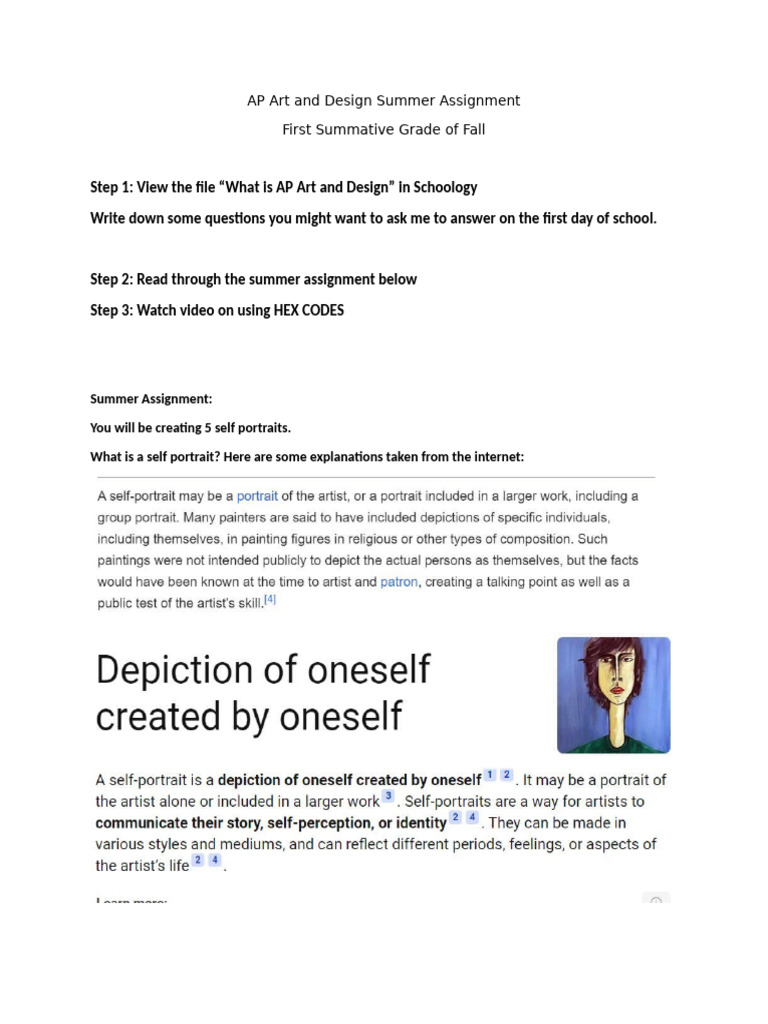 AP Art and Design Summer Assignment Guide | PDF