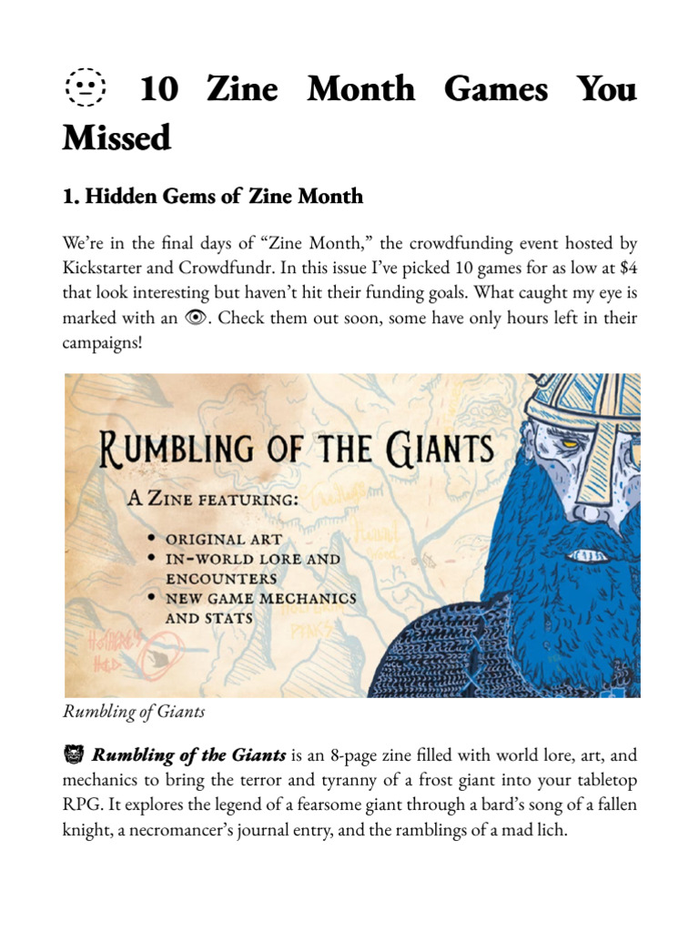 ? 10 Zine Month Games You Missed | PDF