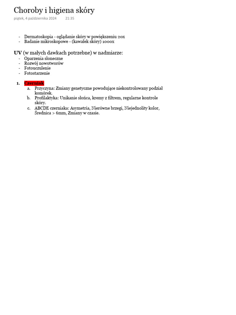 Choroby I Higiena Skóry | PDF