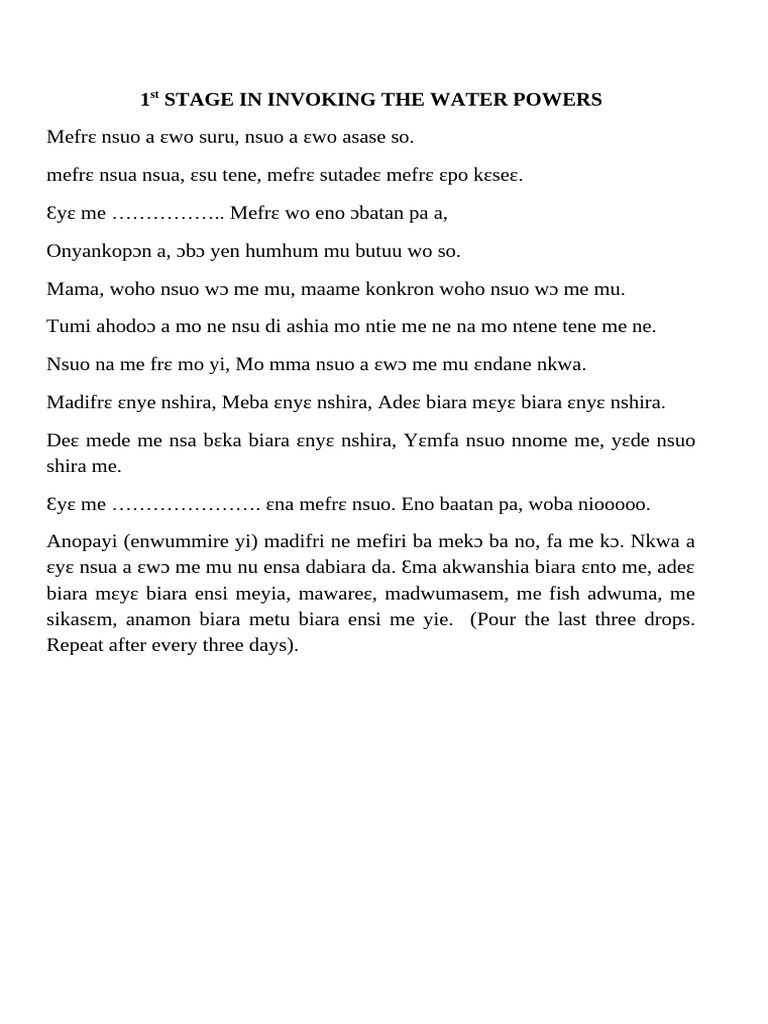 1st STAGE IN INVOKING THE WATER POWERS | PDF