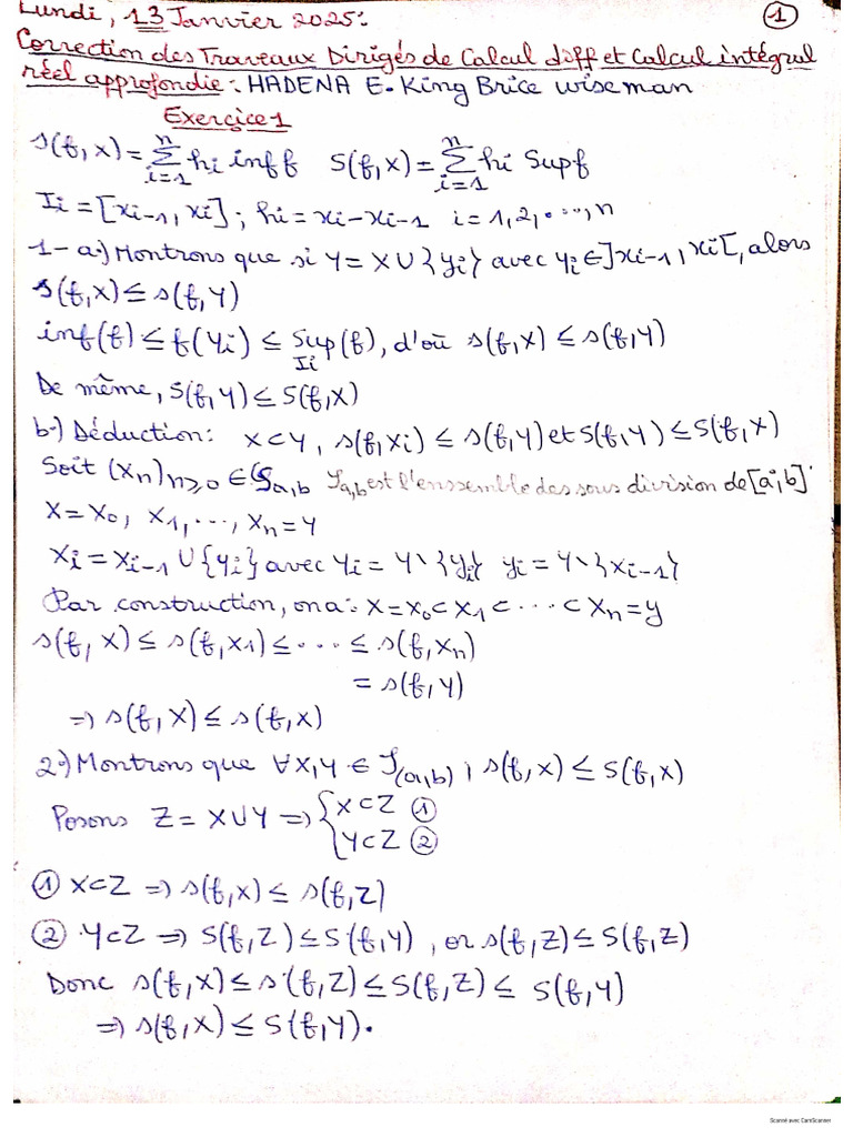 CORRIGÉ TD Cal Diff Appr King Brice Wise Man | PDF