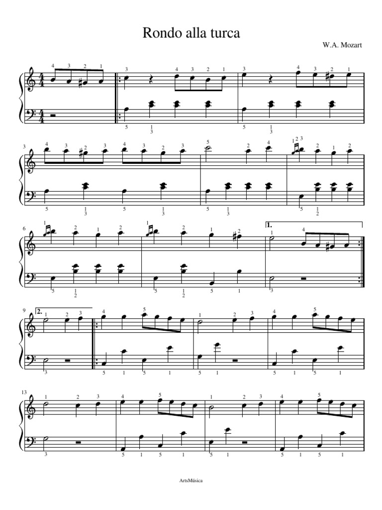 Marcha Alla Turca Artsmusica Facil | PDF | Musical Forms | Piano Sonatas