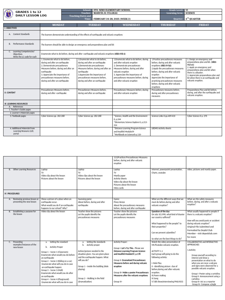 DLL_SCIENCE 6_Q4_W2 | PDF | Volcano | Volcanic Ash