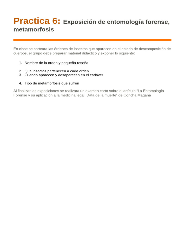 Practica de Laboratorio No. 6 Entomologia Forense | PDF