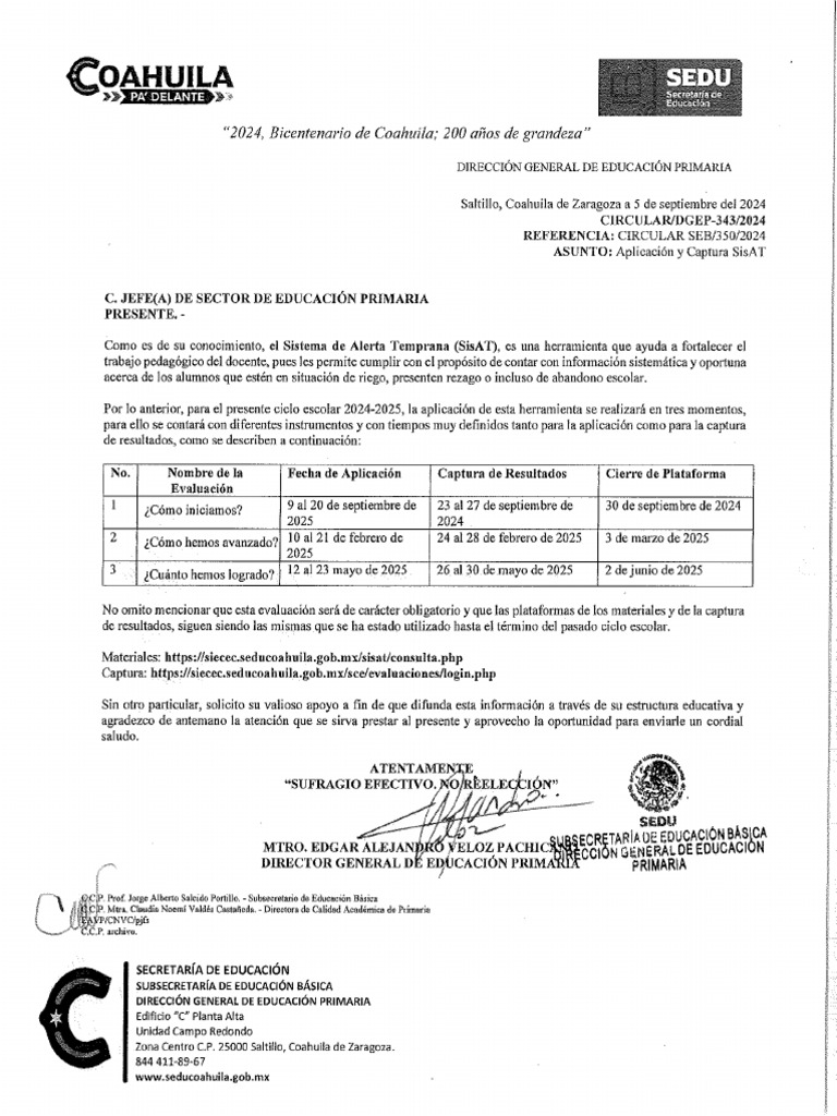 CIR DGEP-343-2024 APLICACIÓN Y CAPTURA SisAT | PDF