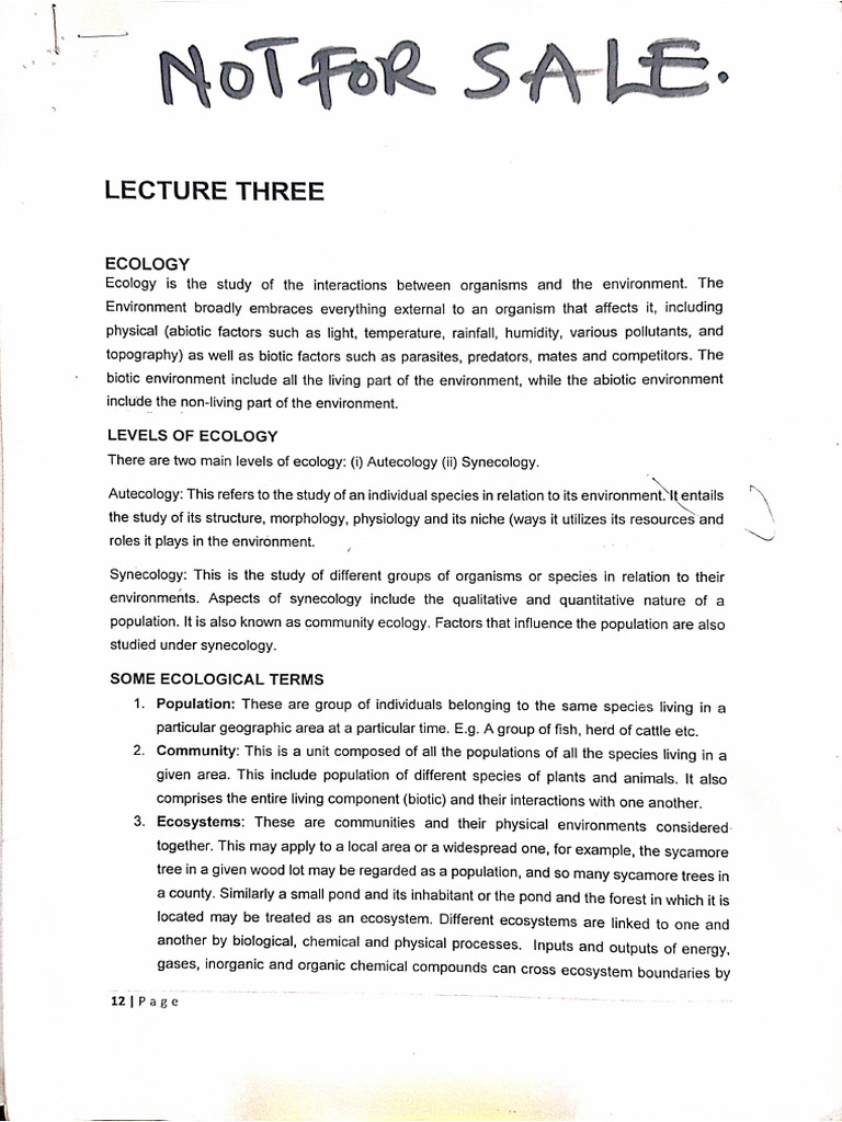 Bio 101 Lecture Three | PDF