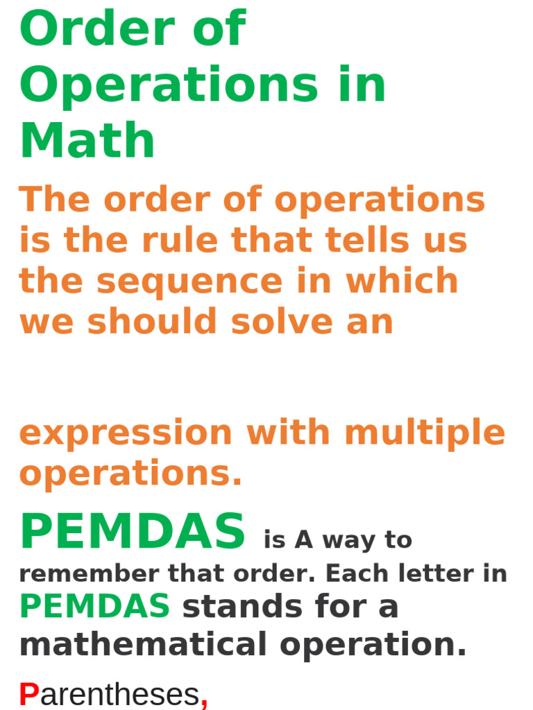 5 Math Order of Operations in | PDF